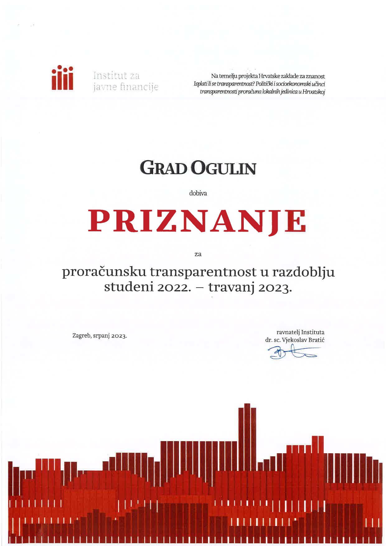 Grad Ogulin i ove godine dobio peticu i priznanje za proračunsku transparentnost - Grad Ogulin